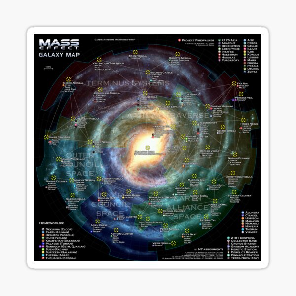"Mass Effect Galaxy Map" Sticker for Sale by ironcladgranite | Redbubble