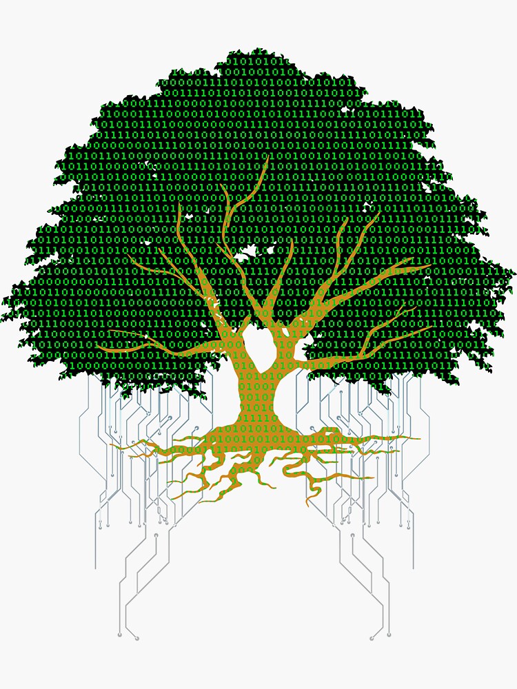 "Binary Code Tree of Coding Life Gift Design Idea graphic" Sticker for ...