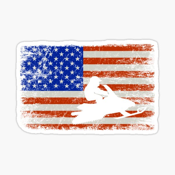 " Snowmobile Vintage American Flag - Snowmobile Riding Gift" Sticker ...