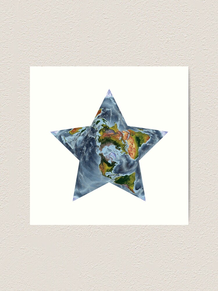 Berghaus Star Aag Projection World Map Showing Land And Oceans Art Print By Thinkaboutmaps