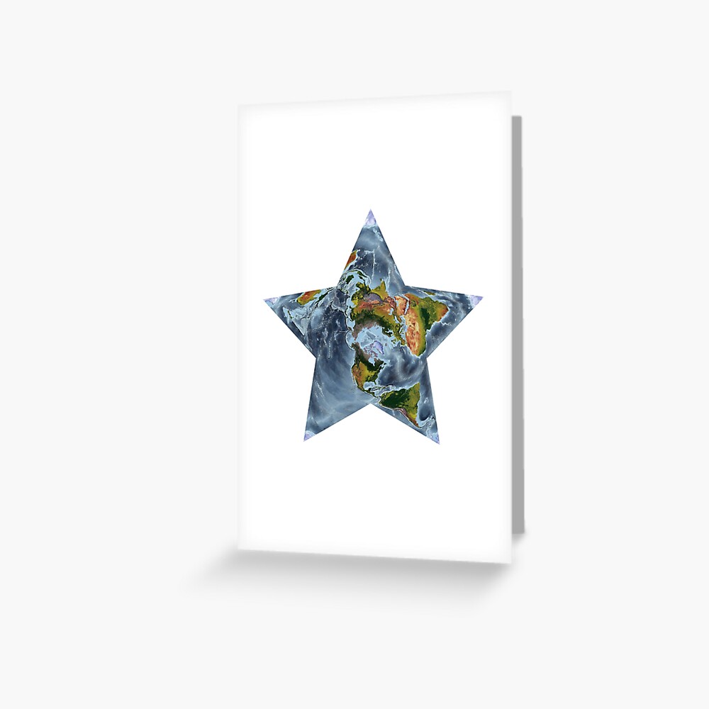 Berghaus Star Aag Projection World Map Showing Land And Oceans Greeting Card By