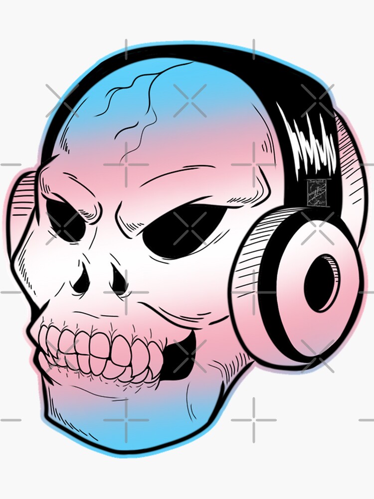 "Trans Pride Fanged Skull" Sticker by shaygoyle | Redbubble