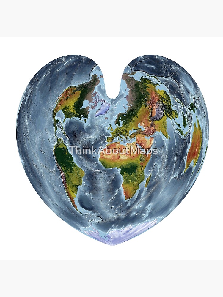 Bonne projection - World Map showing land and oceans Premium Matte ...