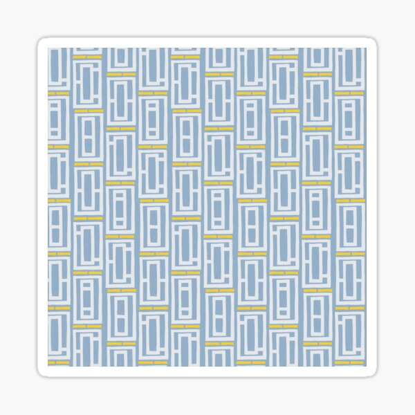 "Boho block print pattern in light blue and yellow" Sticker for Sale by ...