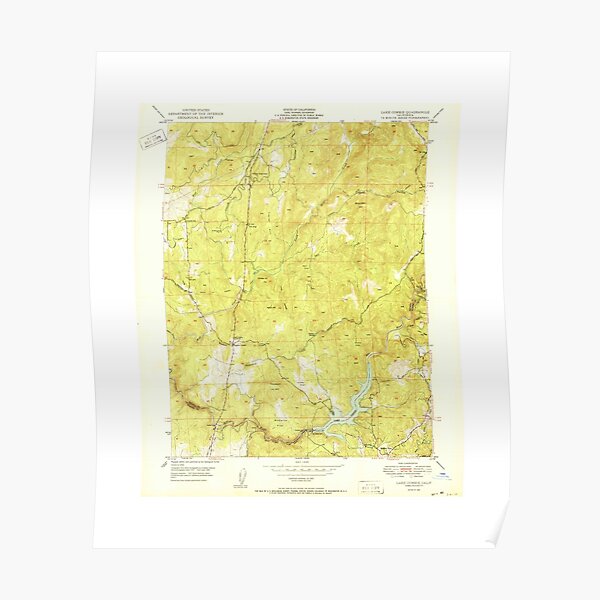 "Lake Combie, CA from 1950 Vintage Map - High Quality" Poster for Sale ...