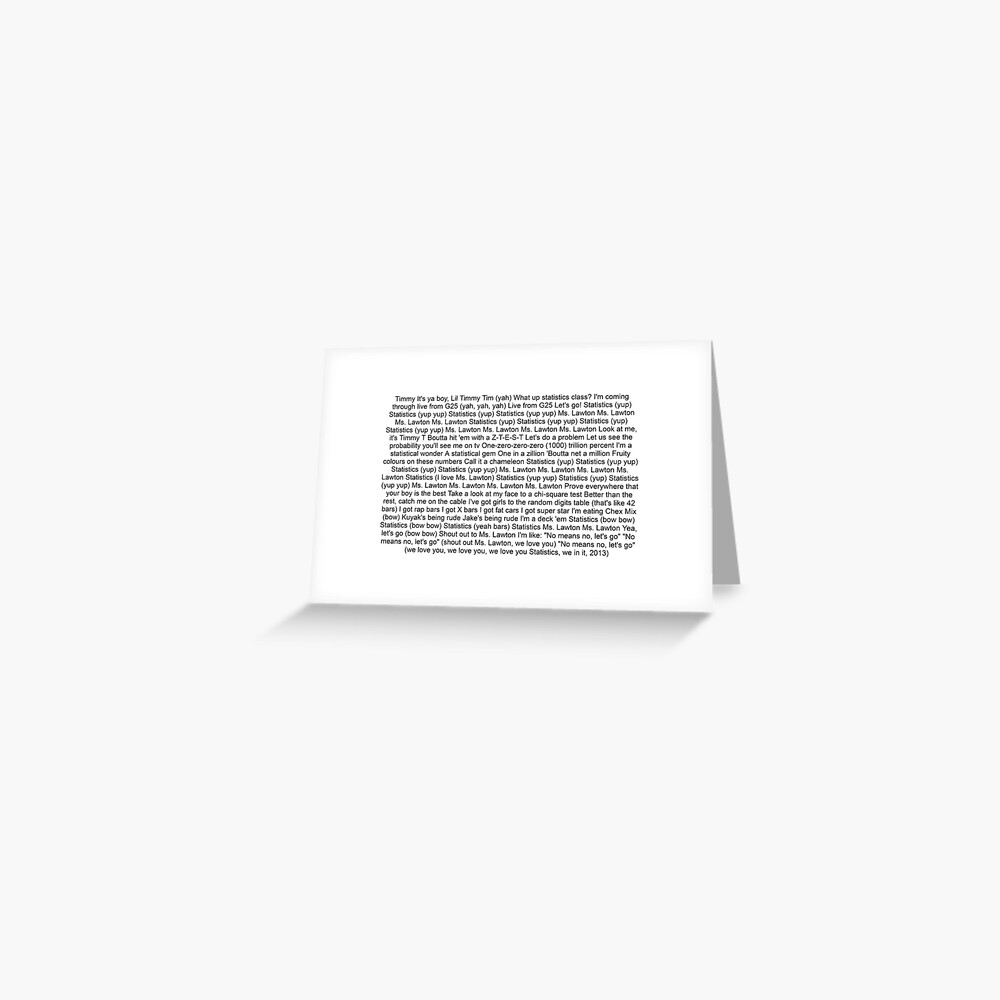 "Timothee Chalamet - Lil Timmy Tim Statistics Lyrics " Greeting Card by ...