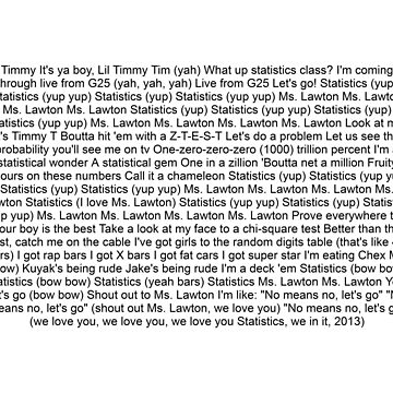 "Timothee Chalamet - Lil Timmy Tim Statistics Lyrics " Greeting Card ...