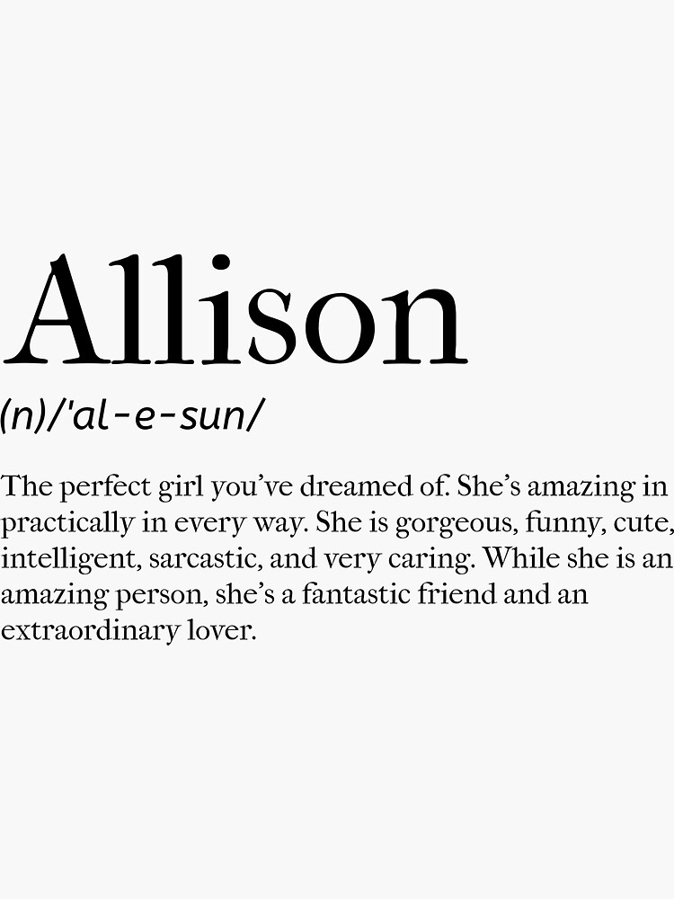 "Allison Definition" Sticker by tastifydesigns | Redbubble
