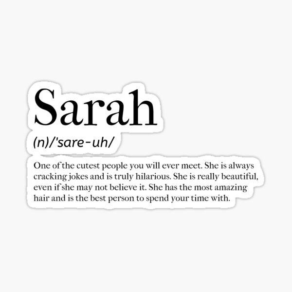 "Sarah Definition" Sticker for Sale by tastifydesigns | Redbubble