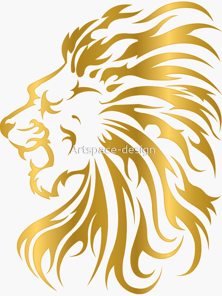 "Gold Lion" Sticker for Sale by Artspace-design | Redbubble