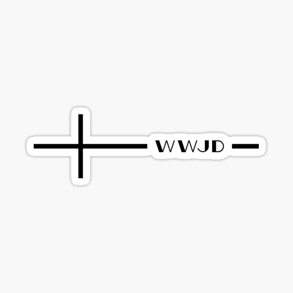"WWJD Cross" Sticker for Sale by themoodydecor | Redbubble