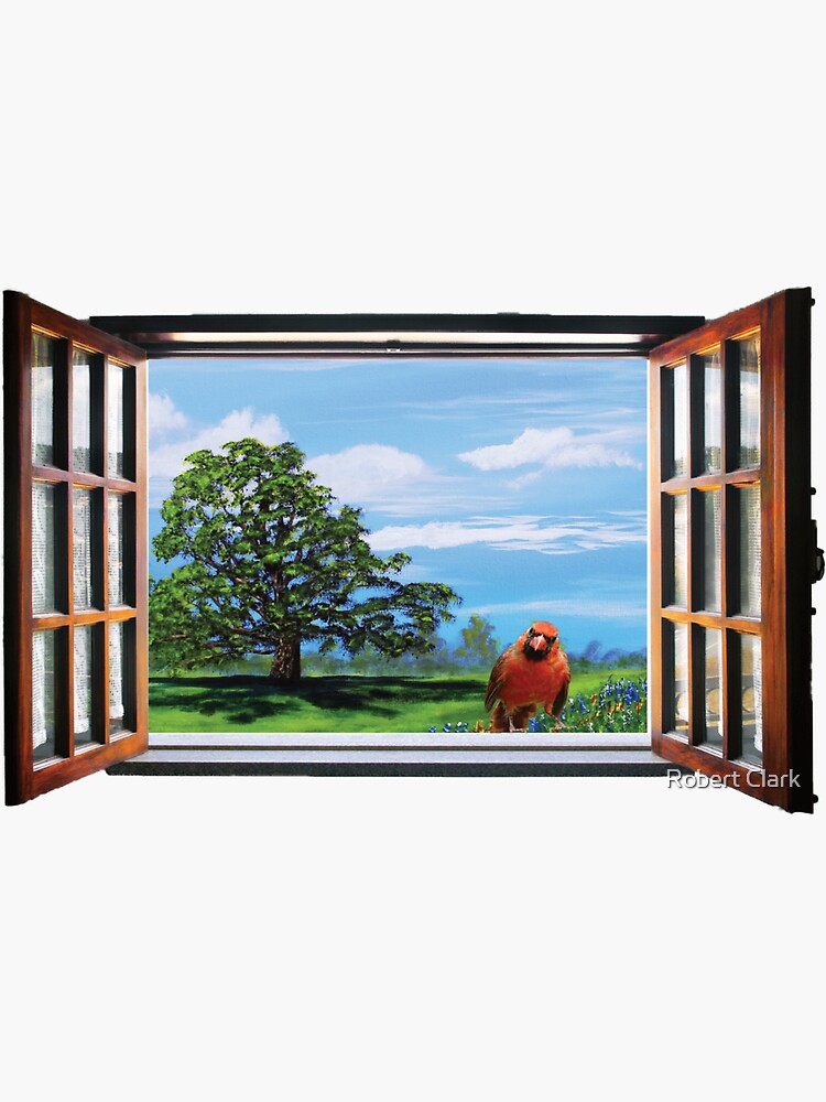 "Cardinal In The Window" Sticker for Sale by rc1ark | Redbubble