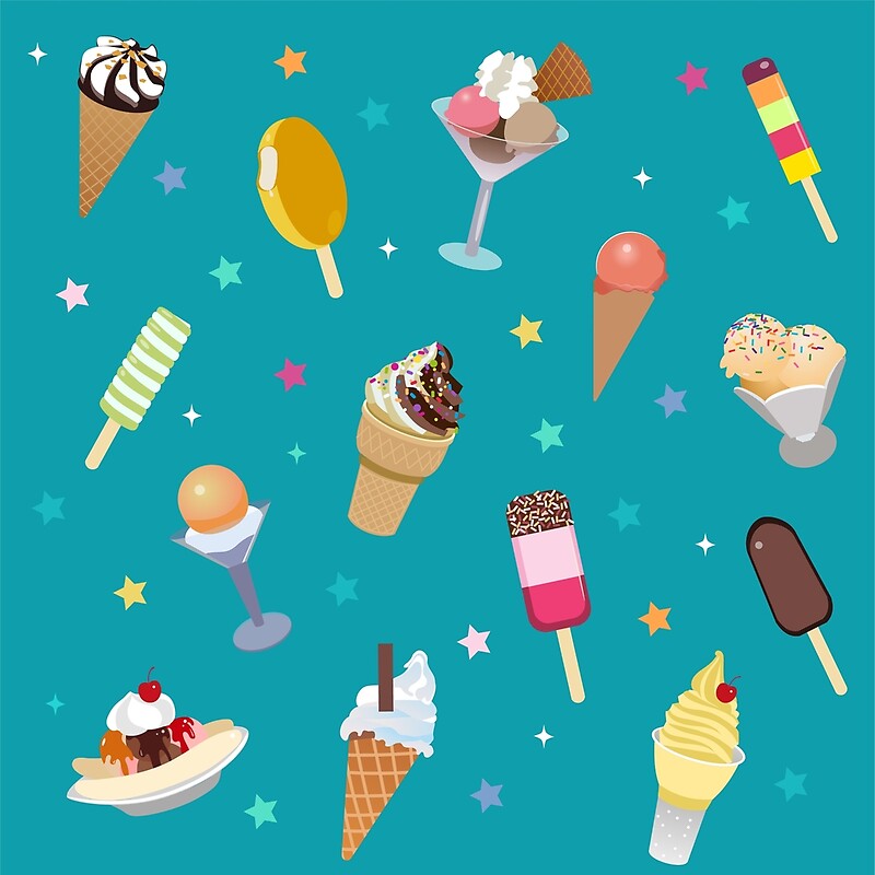 "Sparkling Ice Cream Seamless Pattern " by KawaiiPattern | Redbubble