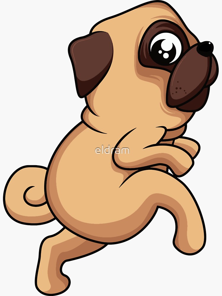 "Sneaky Pug Cartoon" Sticker for Sale by eldram | Redbubble