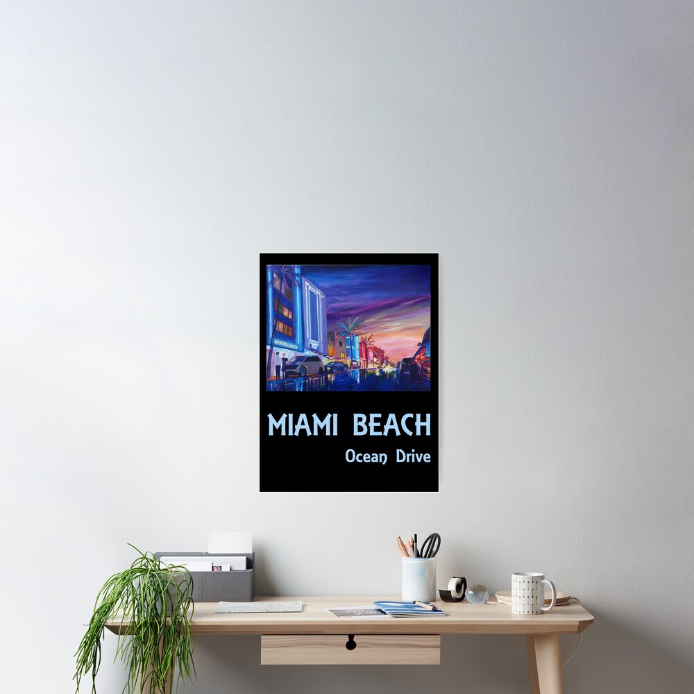 "Miami Beach Ocean Drive Retro Poster" Poster by artshop77 | Redbubble
