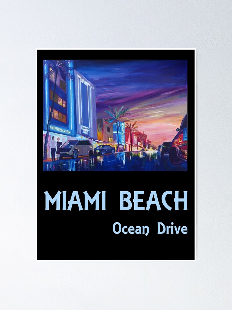 "Miami Beach Ocean Drive Retro Poster" Poster by artshop77 | Redbubble