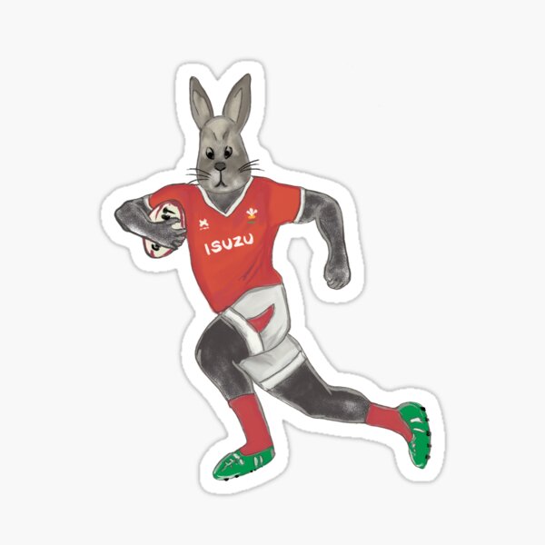 "Welsh Rugby Rabbit Player" Sticker for Sale by MANUMONY | Redbubble