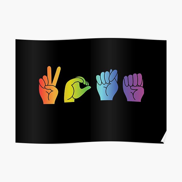 "Vote in American Sign Language (ASL) ☆ Rainbow" Poster for Sale by ...