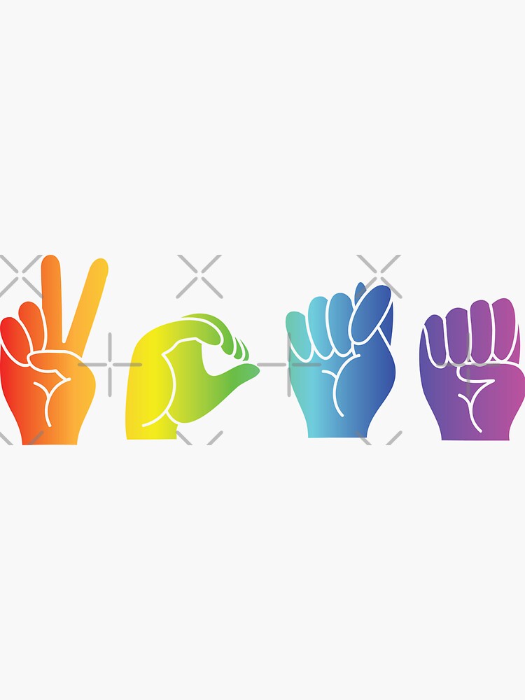"Vote in American Sign Language (ASL) ☆ Rainbow" Sticker for Sale by ...