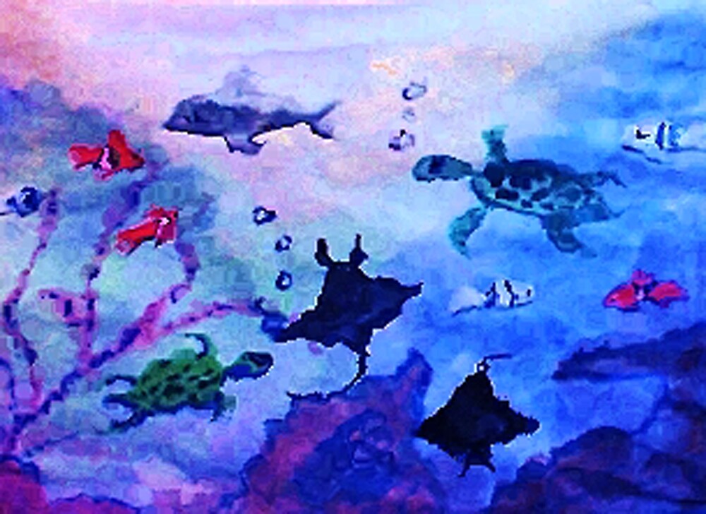 "What is under the sea today, watercolor" by Anna Lewis, blind artist ...