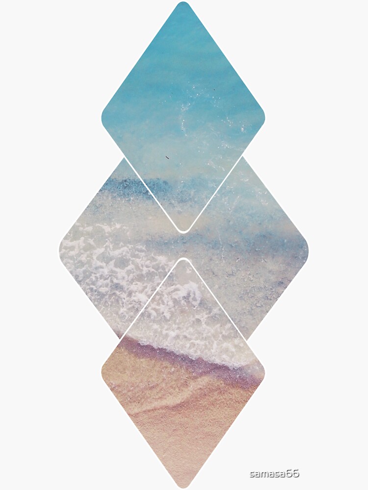 "Geometric Art ,Ocean Drawing with Beach and Sand Photography" Sticker ...