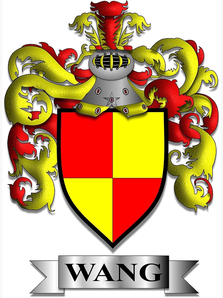 "Wang Family Name, Heraldic Crest And Shield" Metal Print by Paddyarts ...