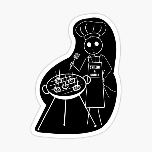 "Chillin and Grillin Bad Art Series Stick man Grilling at Summer ...