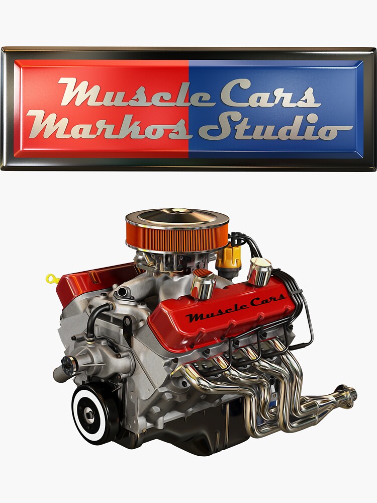 "American Muscle Engine" Sticker for Sale by Markos3d | Redbubble