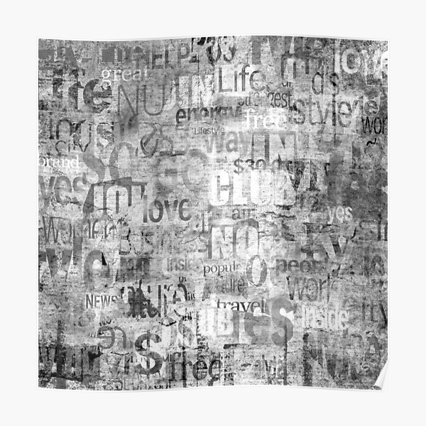 "Old vintage newspaper paper grey grunge with letters, words texture ...