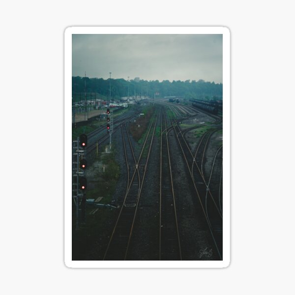 "Foggy Train Tracks" Sticker by MollyEffBrown | Redbubble