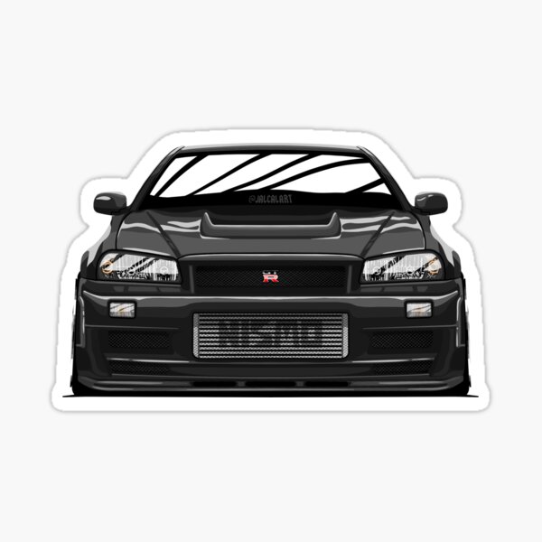 "Skyline R34 Black" Sticker by Jalcalart | Redbubble