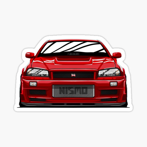 "Skyline R34 Red" Sticker by Jalcalart | Redbubble
