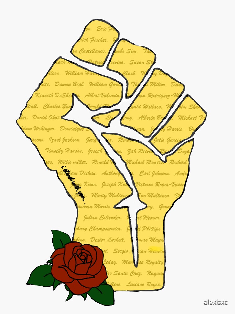 "BLM Yellow Fist with Red Rose" Sticker by alexisxc | Redbubble