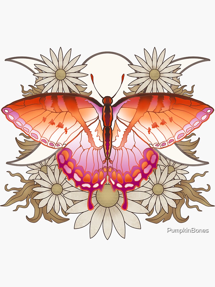 "Lesbian Pride Butterfly" Sticker for Sale by PumpkinBones | Redbubble