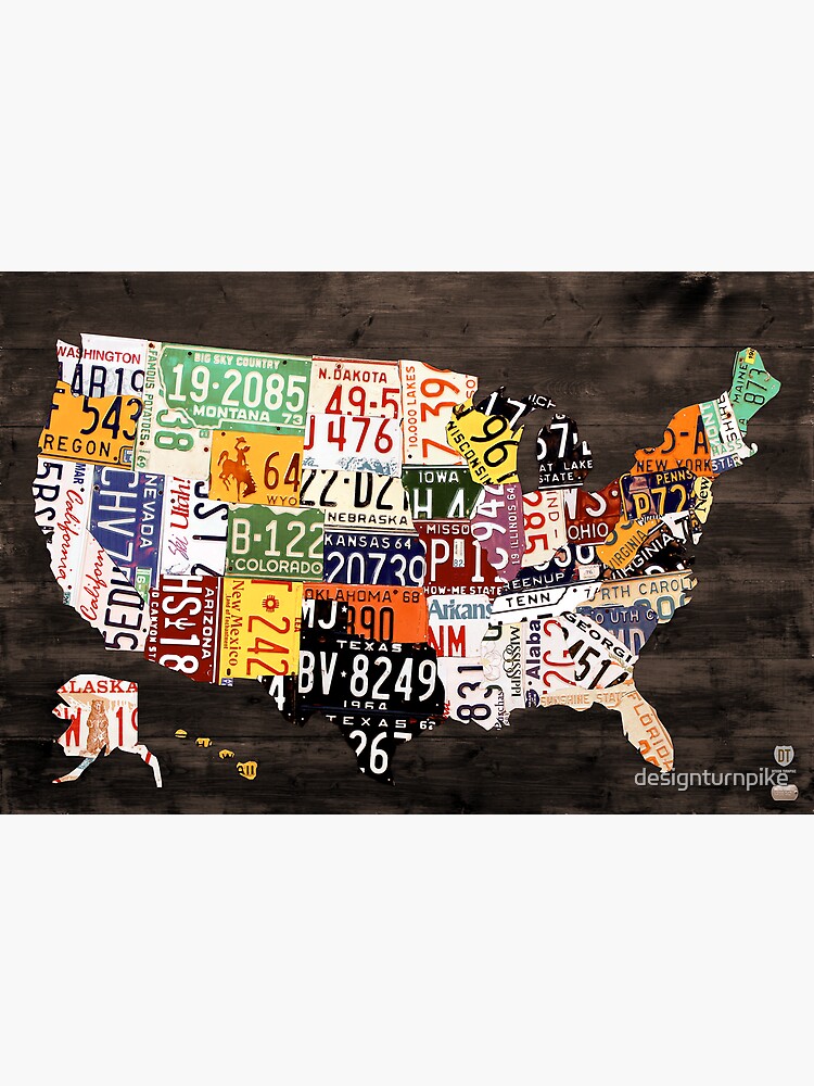 "License Plate Map of the United States of America - Warm Colors ...