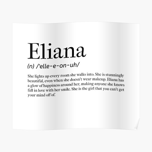 "Eliana Definition" Poster for Sale by tastifydesigns | Redbubble