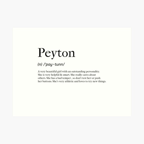 "Peyton Definition" Art Print by tastifydesigns | Redbubble
