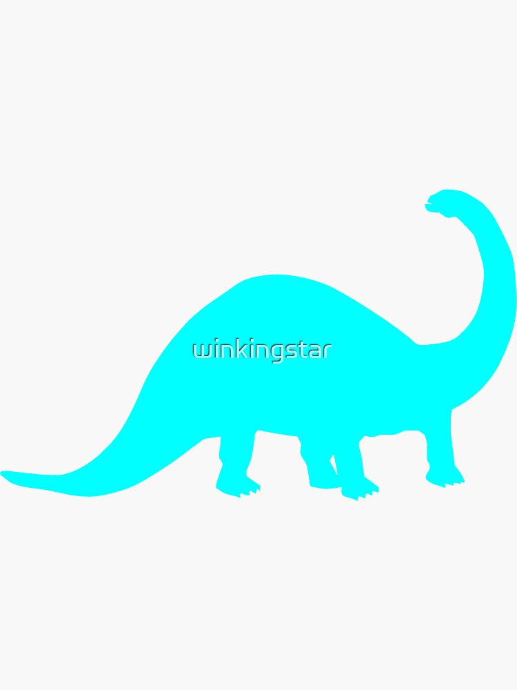"Brontosaurus Teal Aqua Dinosaur Against a Pink Background " Sticker by ...