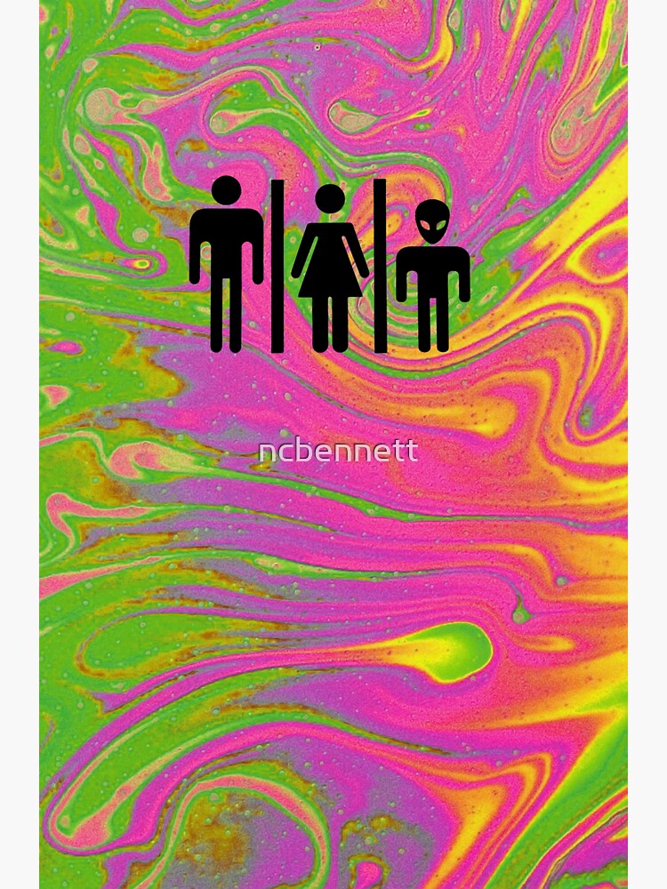"We Can BE Aliens - Pink & Green Acid - Black " Sticker for Sale by ...