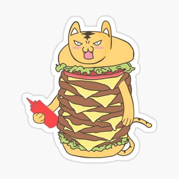 "Angry Burger Cat" Sticker for Sale by therealsadpanda | Redbubble