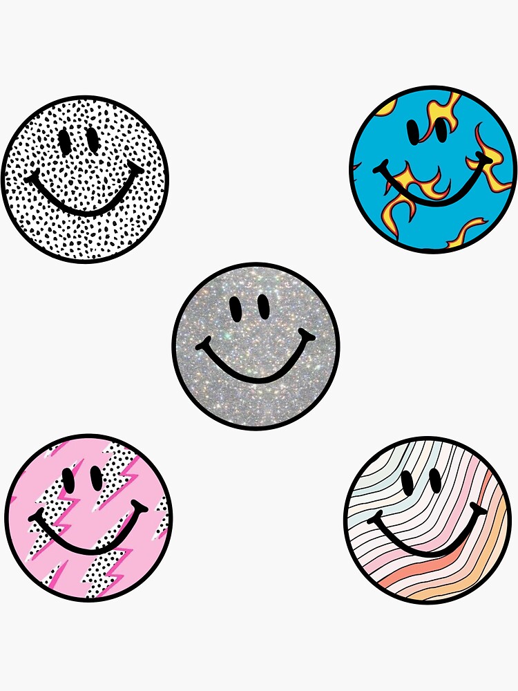"smiley face sticker pack" Sticker for Sale by kellygrubaugh | Redbubble