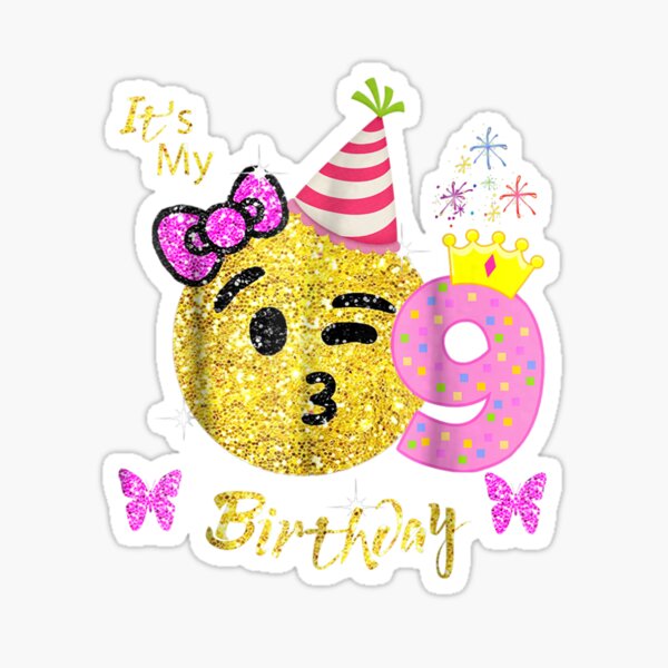 "Leveled Up I'm 9th nine years emoji Birthday Gift" Sticker for Sale by ...