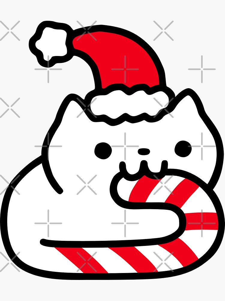 "Candy Cane Cat" Sticker for Sale by obinsun | Redbubble