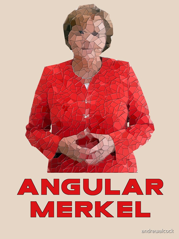 "Angular Merkel" T-shirt for Sale by andrewalcock | Redbubble | angela ...