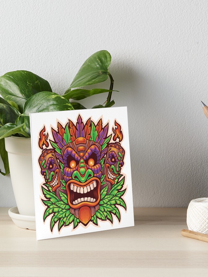 "Mayan Aztec Tiki Mask Hawaiian" Art Board Print for Sale by Vector ...