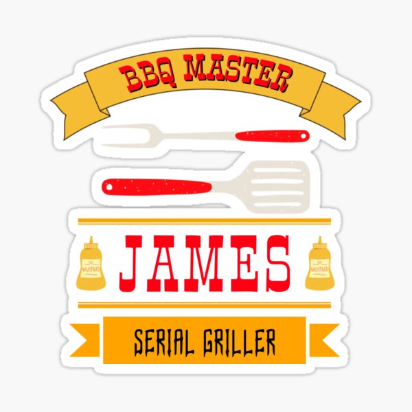 "Personalized BBQ Master with name – James: Serial Griller" Sticker by ...