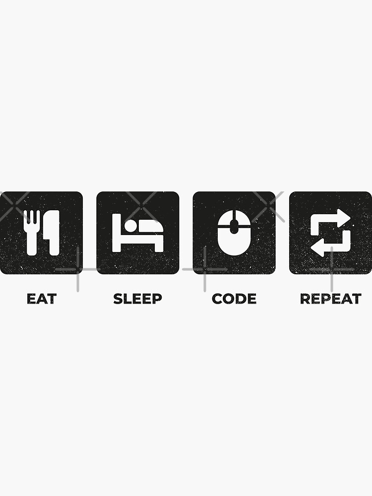 "Eat Sleep Code Repeat" Sticker for Sale by pennyandhorse | Redbubble