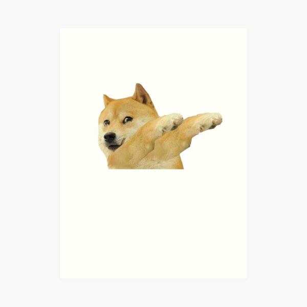 "Dabbing Doge Cheems Funny Meme Dog T-Shirts" Art Print by Anas777 ...