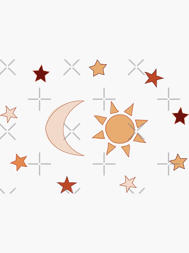 "Orange Moon Sun and Stars Pack" Sticker by polishalpaca | Redbubble