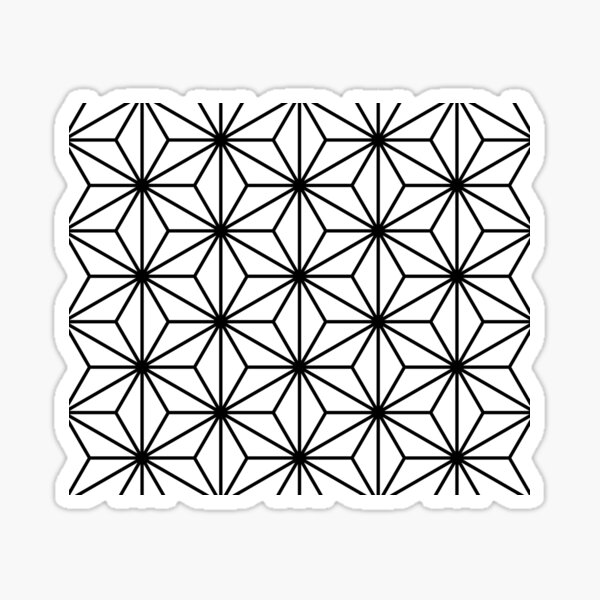 "Black and White Traditional Japanese Asanoha Star pattern" Sticker for ...